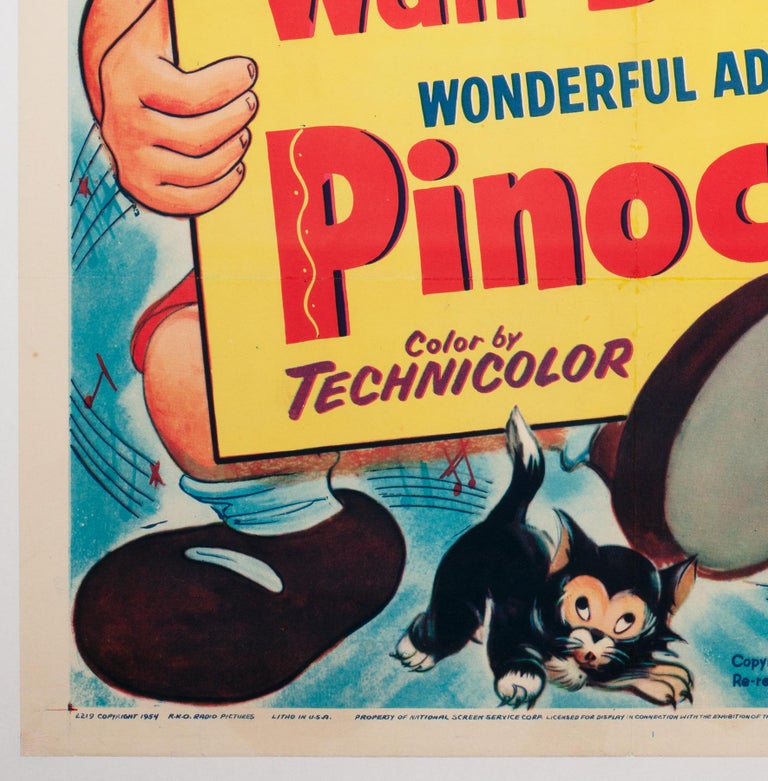 Pinocchio R1954 US 1 Sheet Film Movie Poster, Linen Backed For Sale at ...