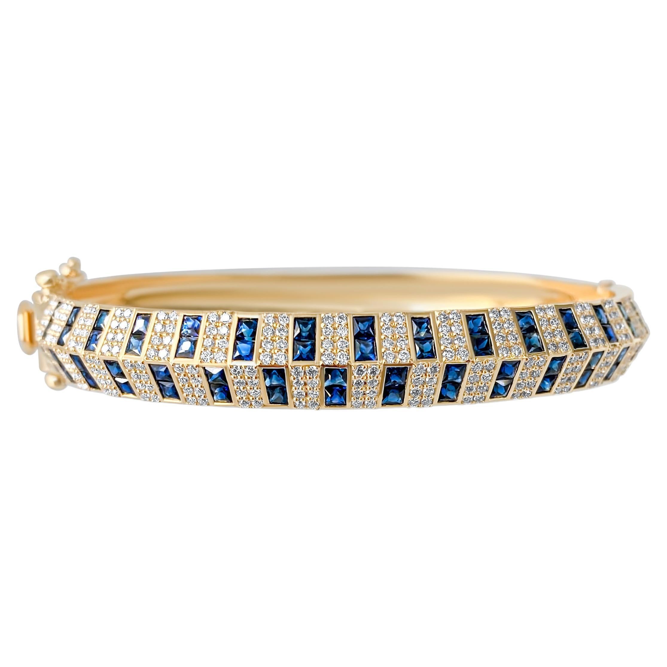 Pinstripe Strength Knife Edge Diamond Chubby Bangle Bracelet For Sale ...