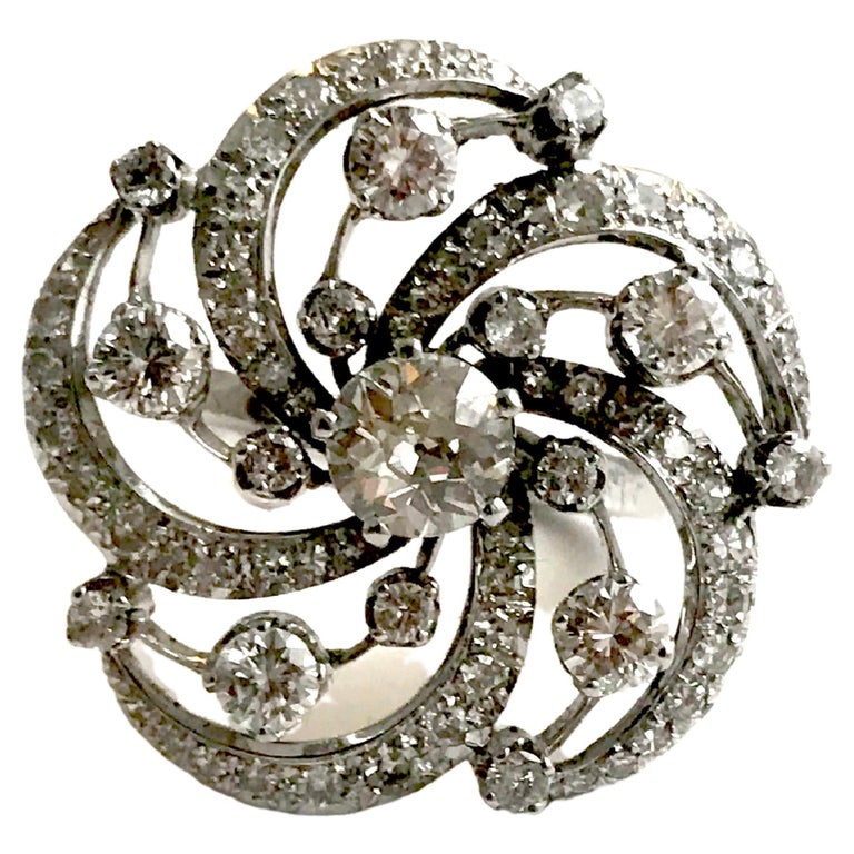 "Pinwheel" Art Nouveau Diamonds Ring For Sale at 1stDibs