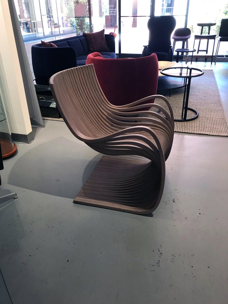 Pipo Taupe Wood Lounge Chair at 1stDibs