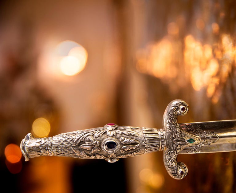 Modern Art Pirate Mirror in Polished Brass, Fine Silver and Precious ...