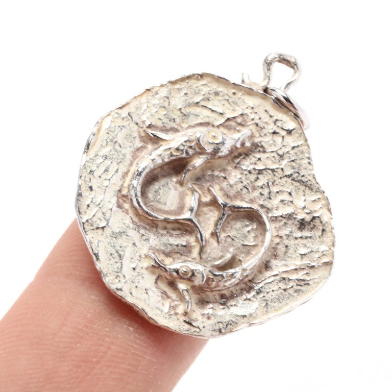 Pisces Charm, Sterling Silver, Zodiac Charm For Sale at 1stDibs