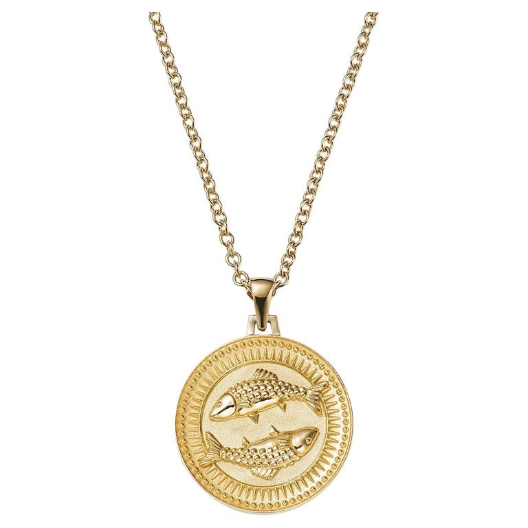 Pisces Zodiac Pendant Necklace 18kt Fairmined Ecological Gold For Sale at 1stDibs