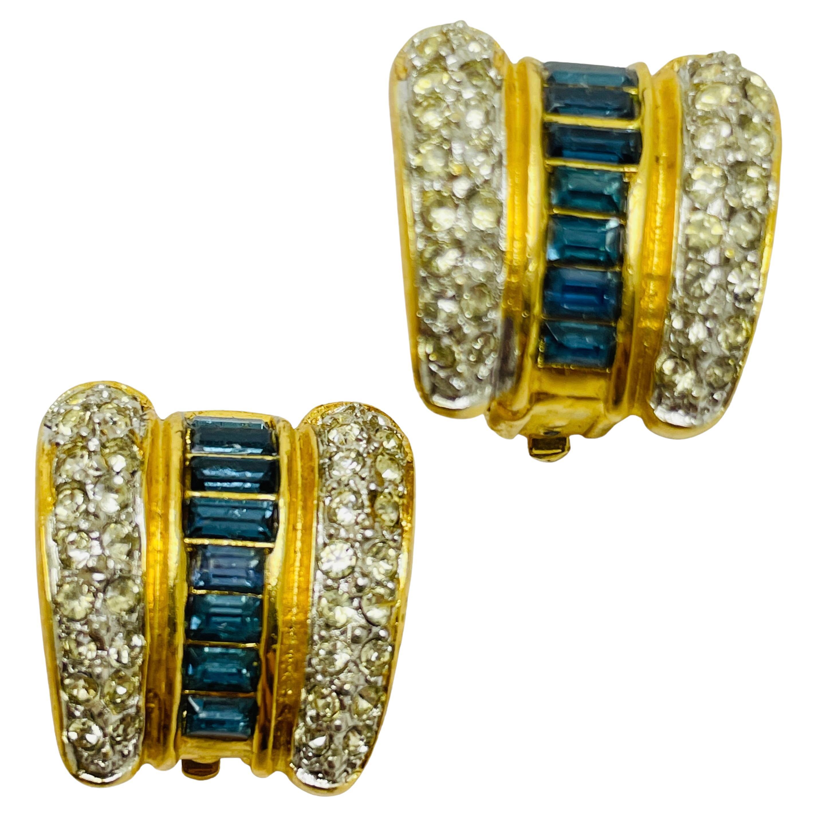 LEWIS SEGAL vintage silver ab crystal dangle designer runway clip on ...