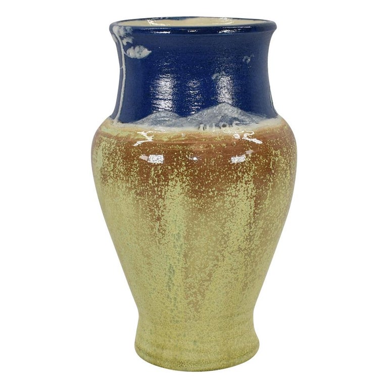 Pisgah Forest Westward Ho Blue Gold 1941 Vintage Art Pottery Vase ...