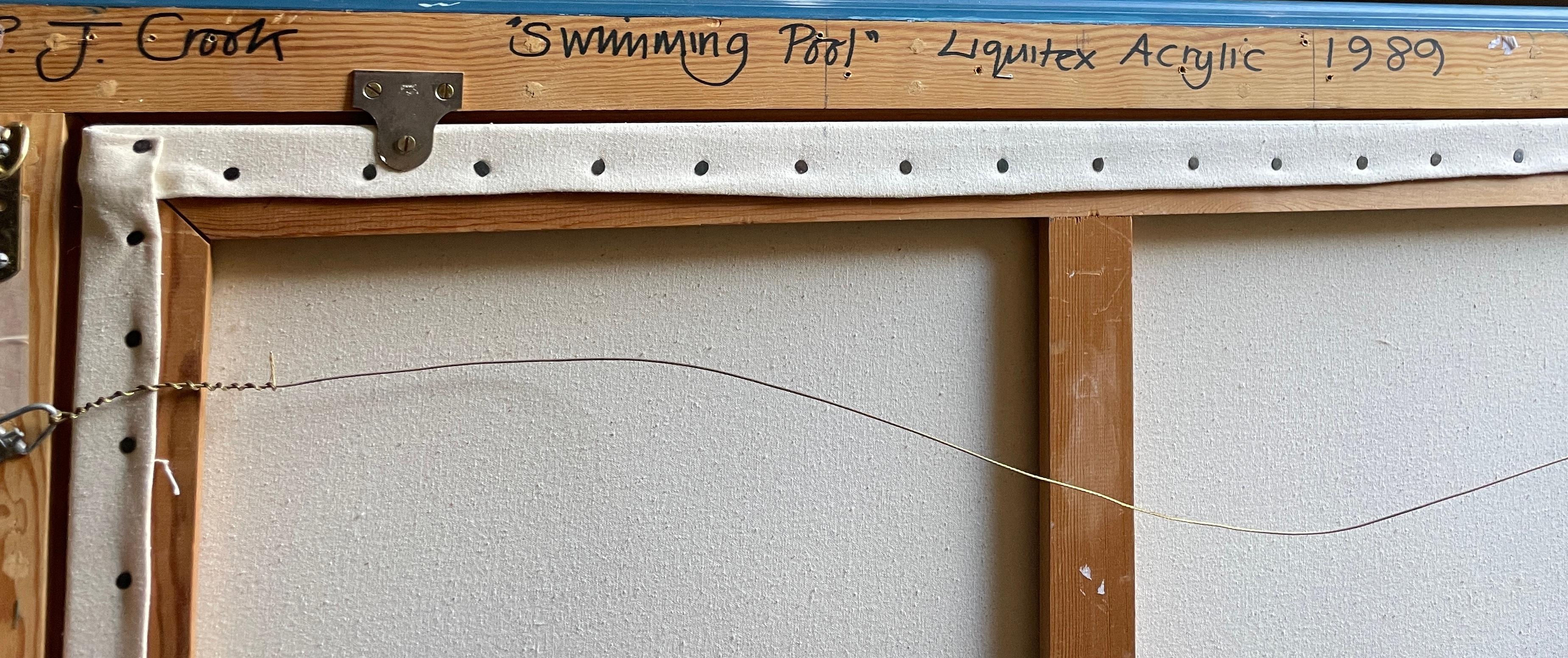 P.J.Crook - Acrylic on Canvas Signed P.J. Crook 'The swimming Pool ...