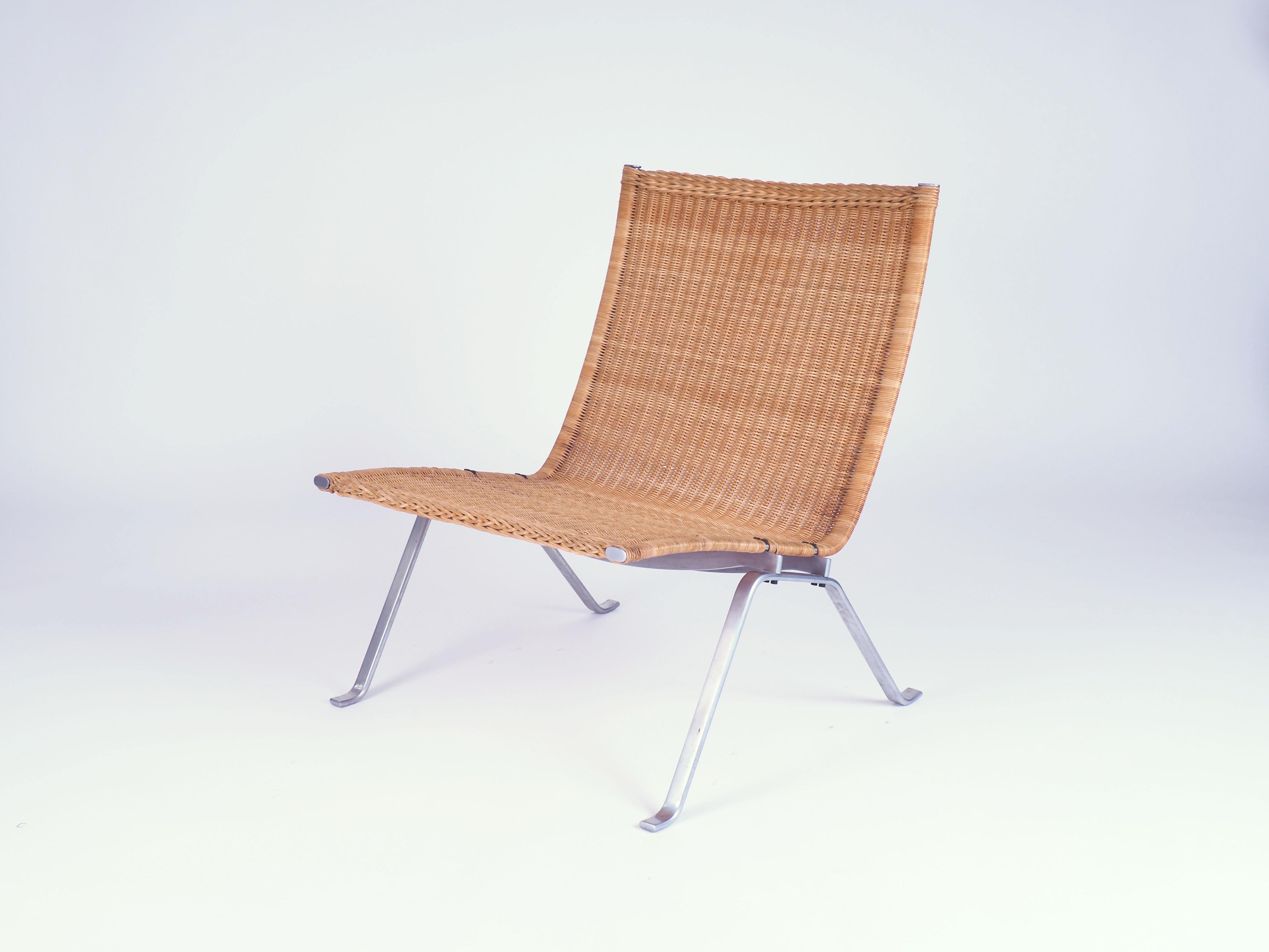 PK-22 Lounge Chair in Steel and Rattan, Designed by Poul Kjærholm at ...