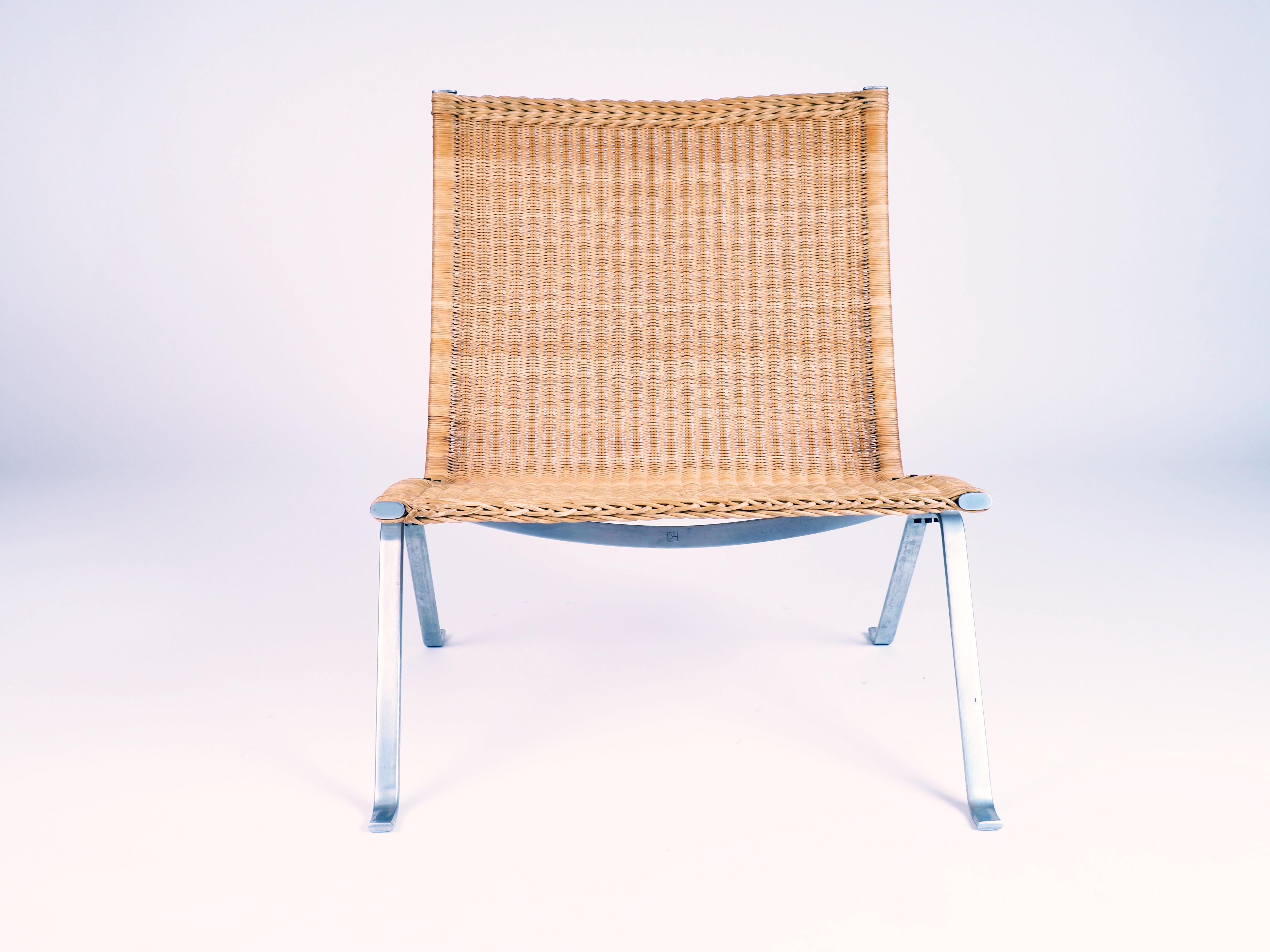 PK-22 Lounge Chair in Steel and Rattan, Designed by Poul Kjærholm at ...