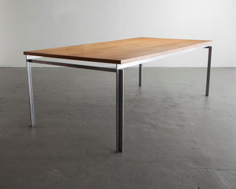 PK 55 Table with Matte, Chrome-Plated Steel and Ash Top by Poul ...