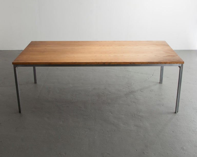 PK 55 Table with Matte, Chrome-Plated Steel and Ash Top by Poul ...