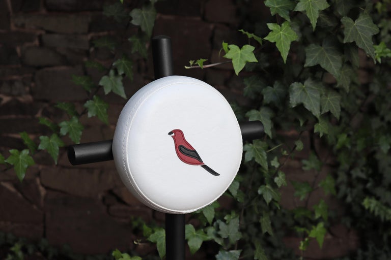 PK16 Outdoor Chair, Blue Seat, Bird Appliqué and Metal Structure by ...