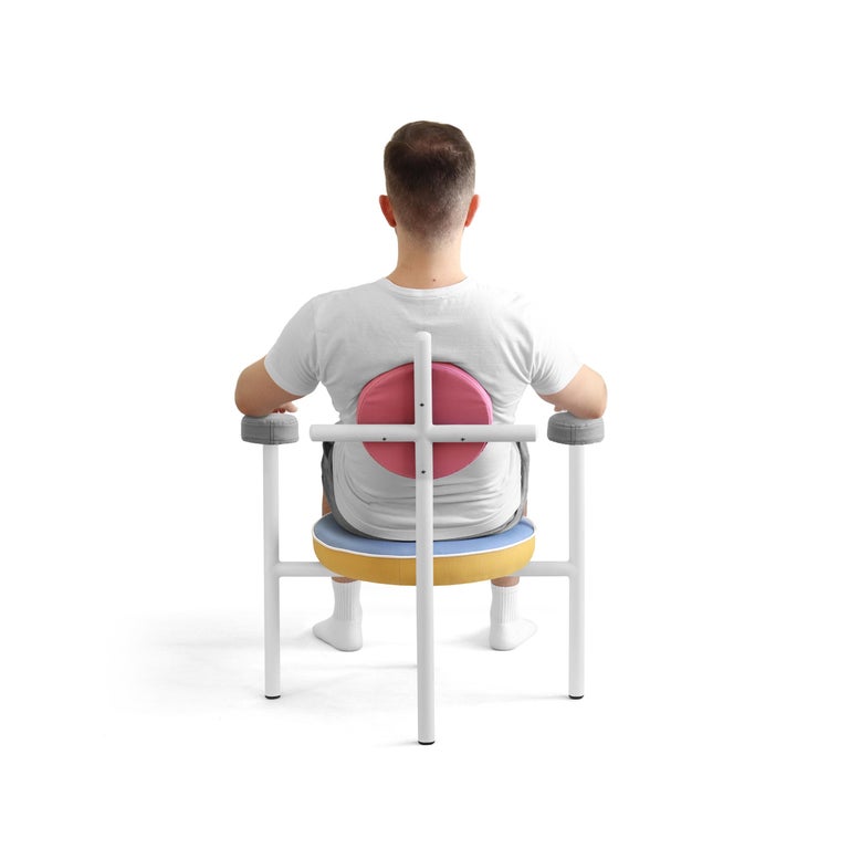 PK18 Armchair, Embroidered Upholstery and Carbon Steel Structure by ...