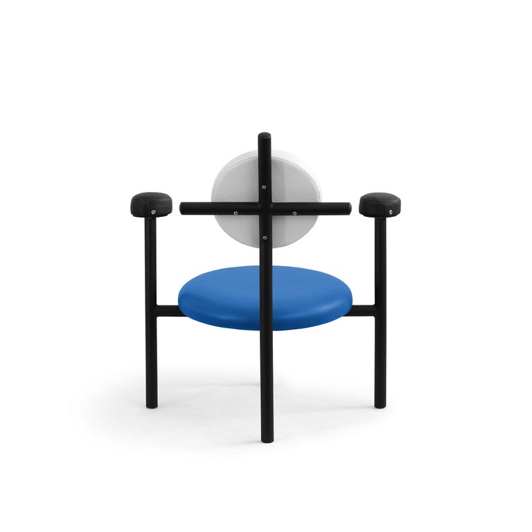 PK18 Impermeable Armchair, Blue Seat and Black Metal Structure by Paulo ...
