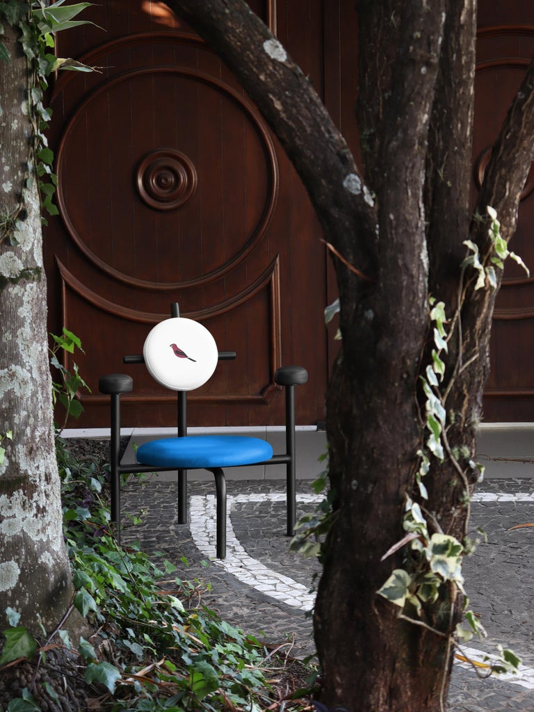 PK18 Impermeable Armchair, Blue Seat and Black Metal Structure by Paulo ...