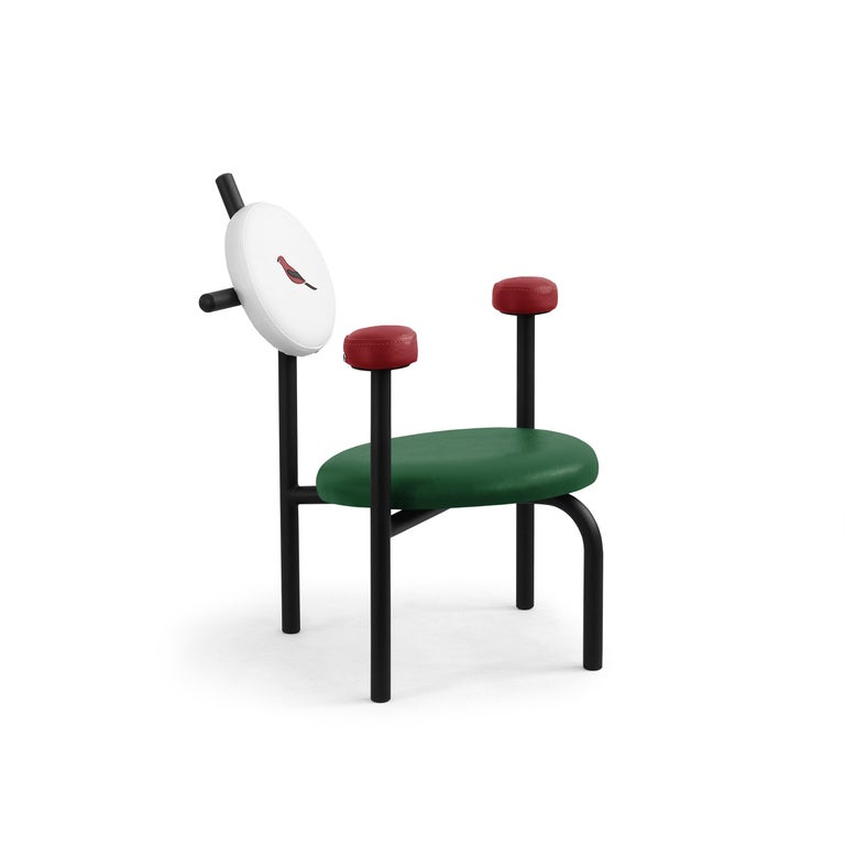 PK18 Impermeable Armchair, Green Seat and Black Metal Structure by ...