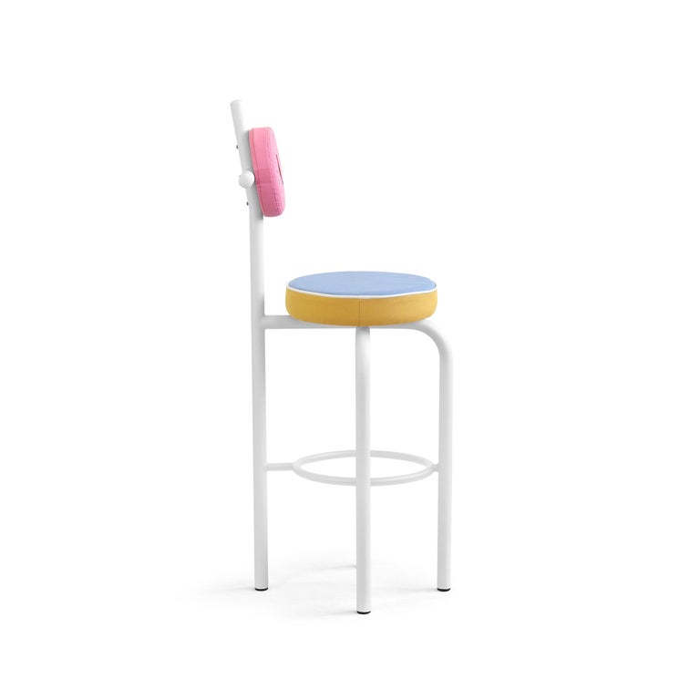 PK19 Bar Stool, Embroidered Upholstery and Carbon Steel Structure by ...