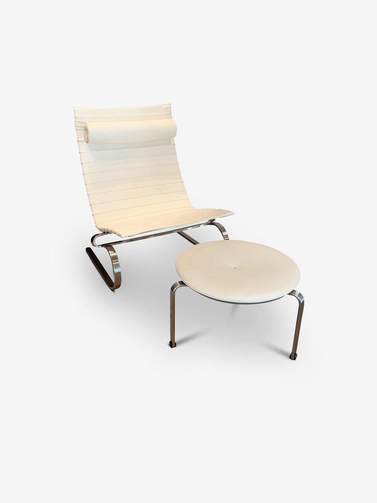 PK20 Lounge Chair in White Leather by Poul Kjaerholm for Fritz Hansen For Sale at 1stDibs