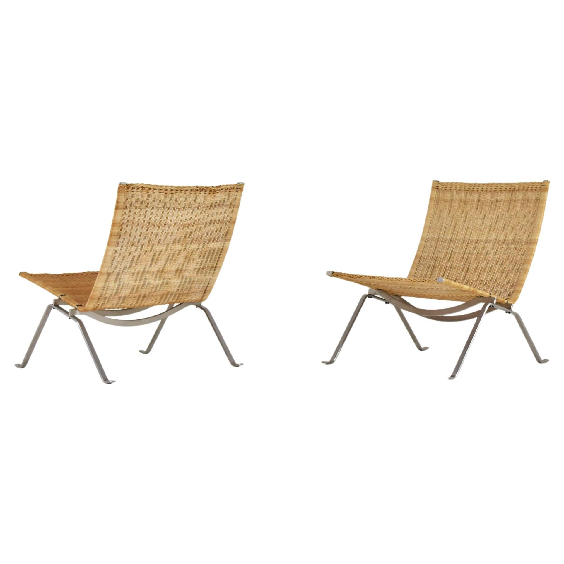 PK-22 Easy Chair by Poul Kjærholm for Fritz Hansen, Vintage Rattan / Wicker edit For Sale at 1stDibs