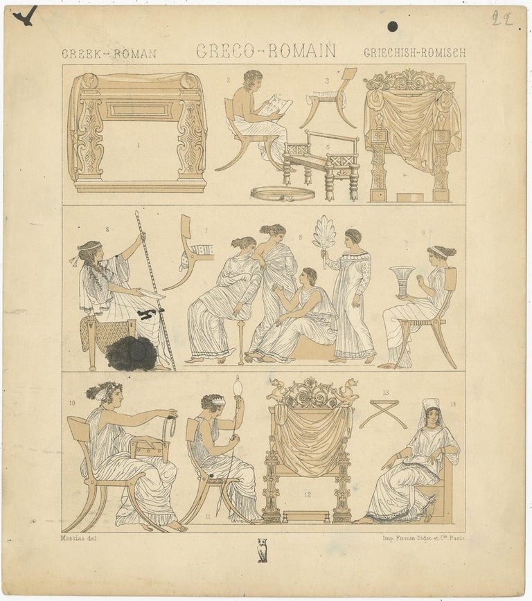 Pl. 22 Antique Print of Greece-Roman Scenes by Racinet, 'circa 1880 ...