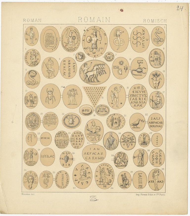 Pl. 24 Antique Print of Roman Decorative Objects by Racinet, 'circa ...