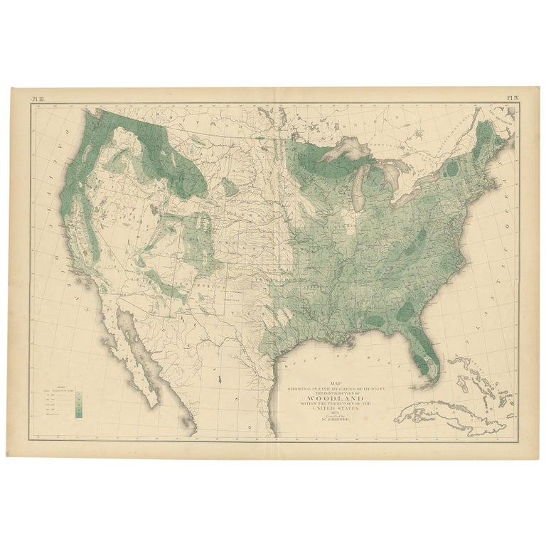 Pl. 3 Antique Map of the Woodland of the United States by Walking Frame ...