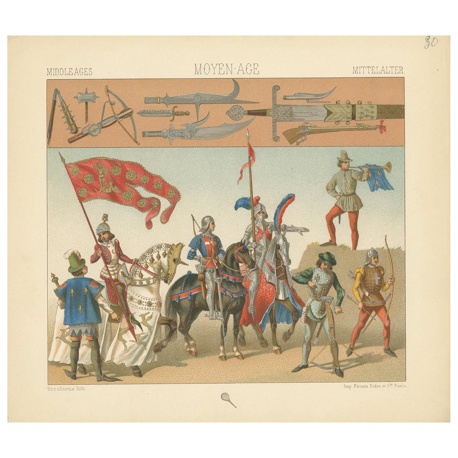 Pl. 14 Antique Print of Middle Ages Statues Objects by Racinet 'circa ...