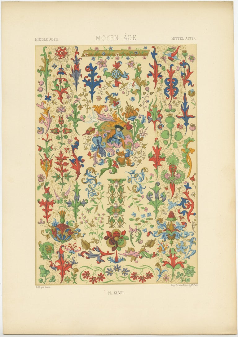 Pl. 48 Antique Print of Middle Ages Ornaments by Racinet, circa 1890 at ...