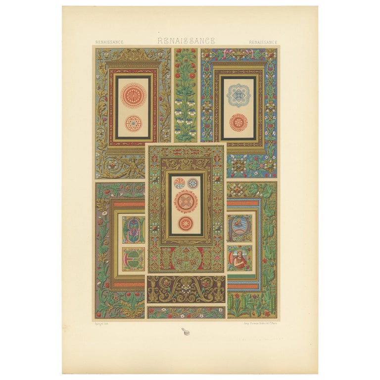 Pl. 84 Antique Print of Renaissance From Italian and French by Racinet ...