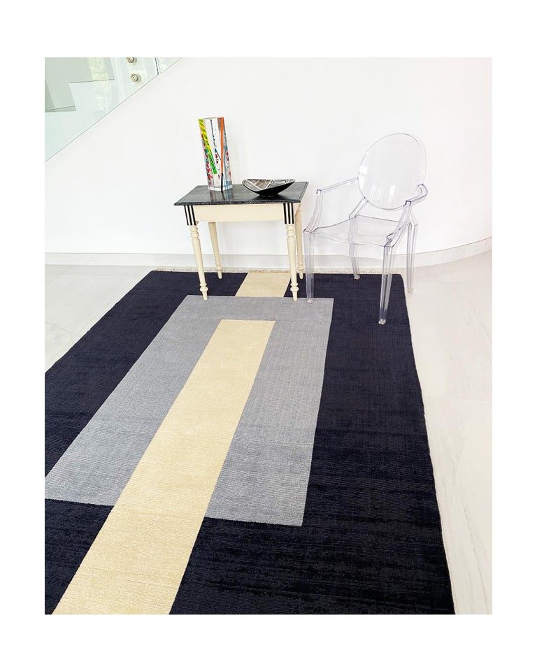 Rug Plain Grey - Wool Modern Geometric Flatweave Black Grey Cream Beige ...