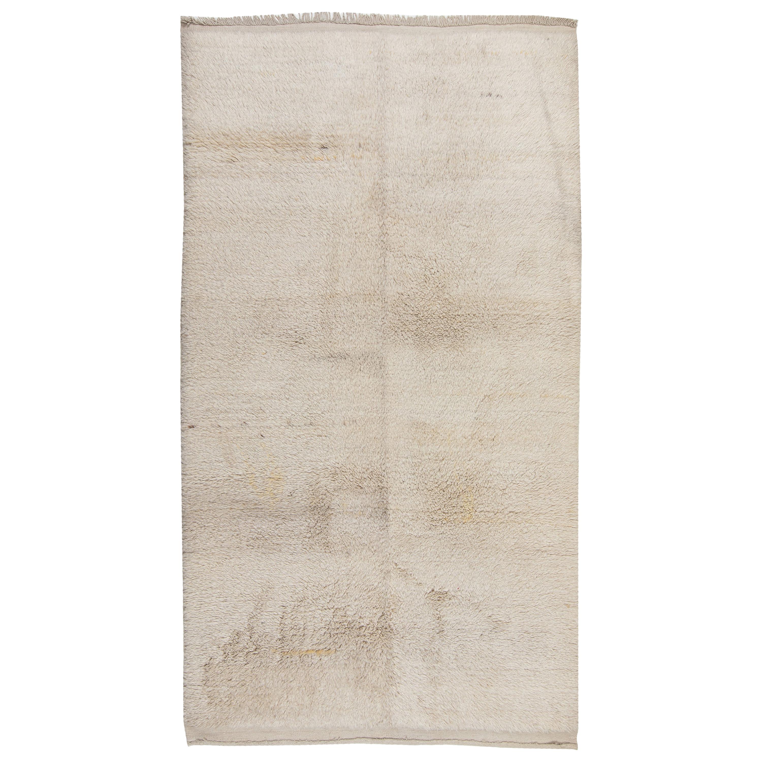 3.7x8.4 Minimalist Mid-Century "Shepherd's Tulu" Rug. 100% Natural ...