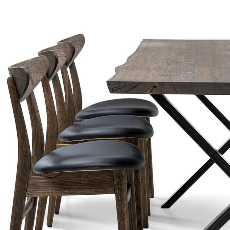 Plank Dining Table, Solid Oak, Chocolate For Sale at 1stDibs