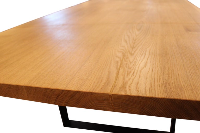 Plank Table of Oak and Black Metal Frame, Made of Two Planks with ...