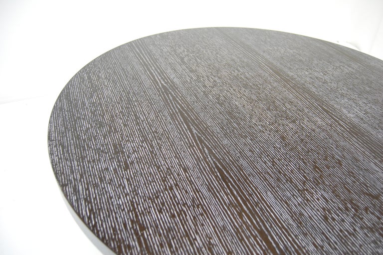 Plank Wood Table Round Top and Base For Sale at 1stDibs