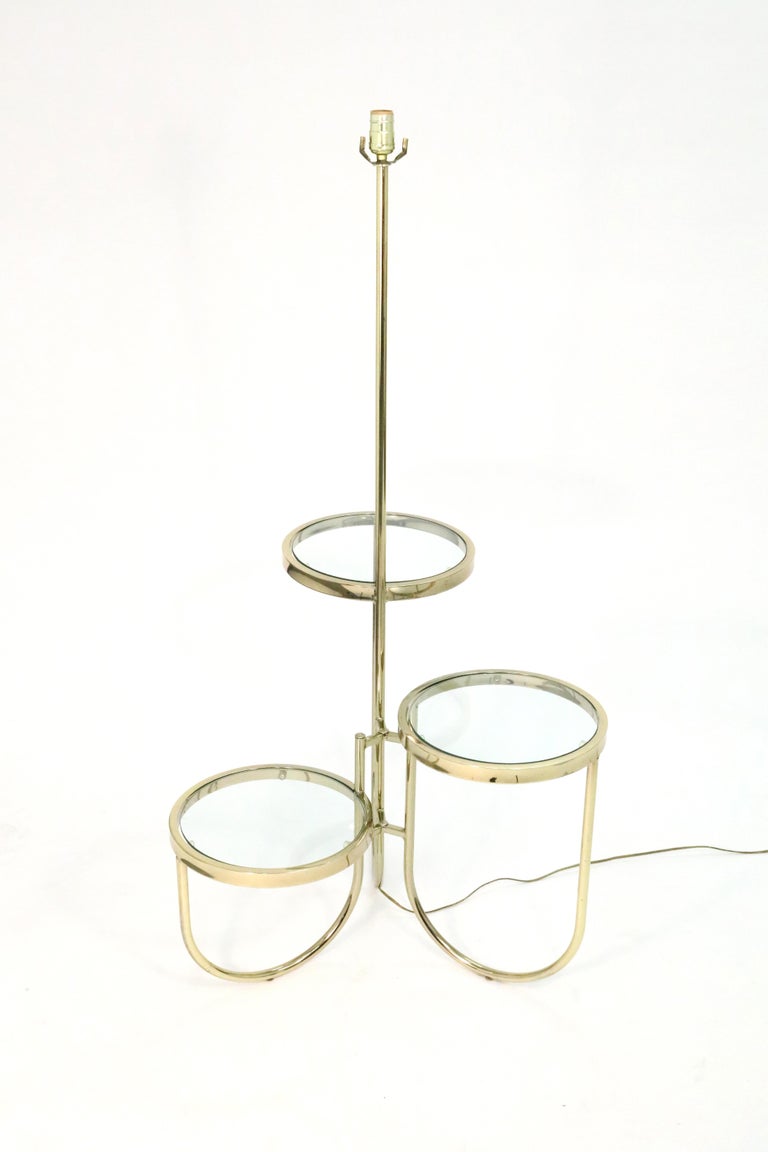 Plant Stand Floor Lamp in Gold Chrome For Sale at 1stDibs