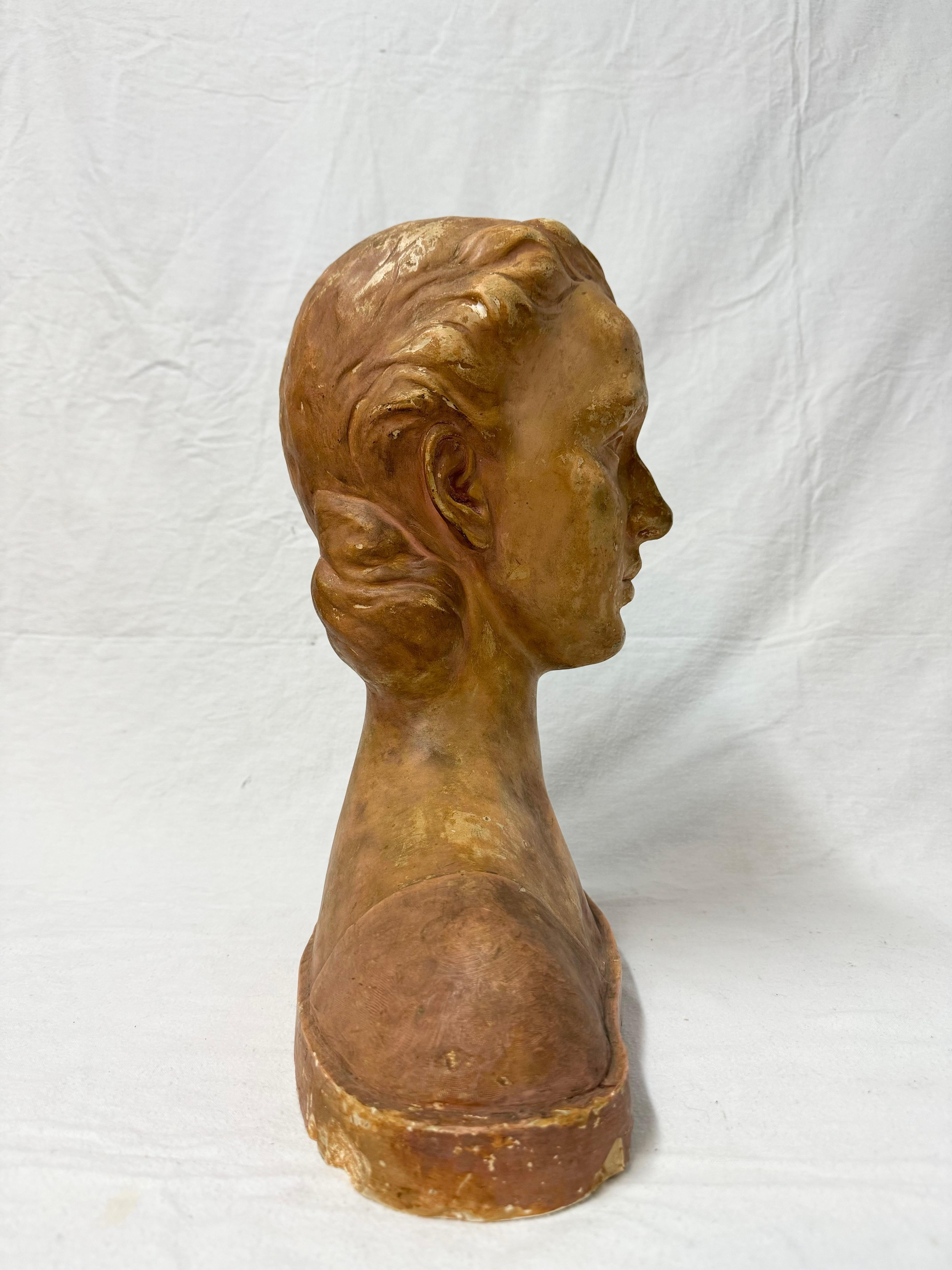 Plaster Bust of Woman Signed A Palumbo 1932 For Sale at 1stDibs