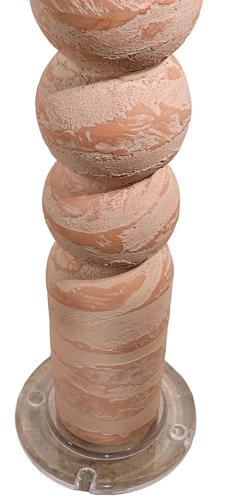 Plaster Floor Lamp with Lucite Base and Original Shade For Sale at 1stDibs