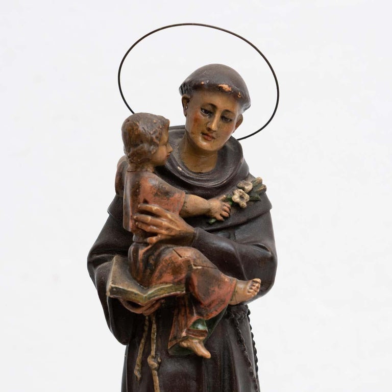 Plaster Hand Painted Traditional Figure of a Saint, circa 1930 For Sale ...