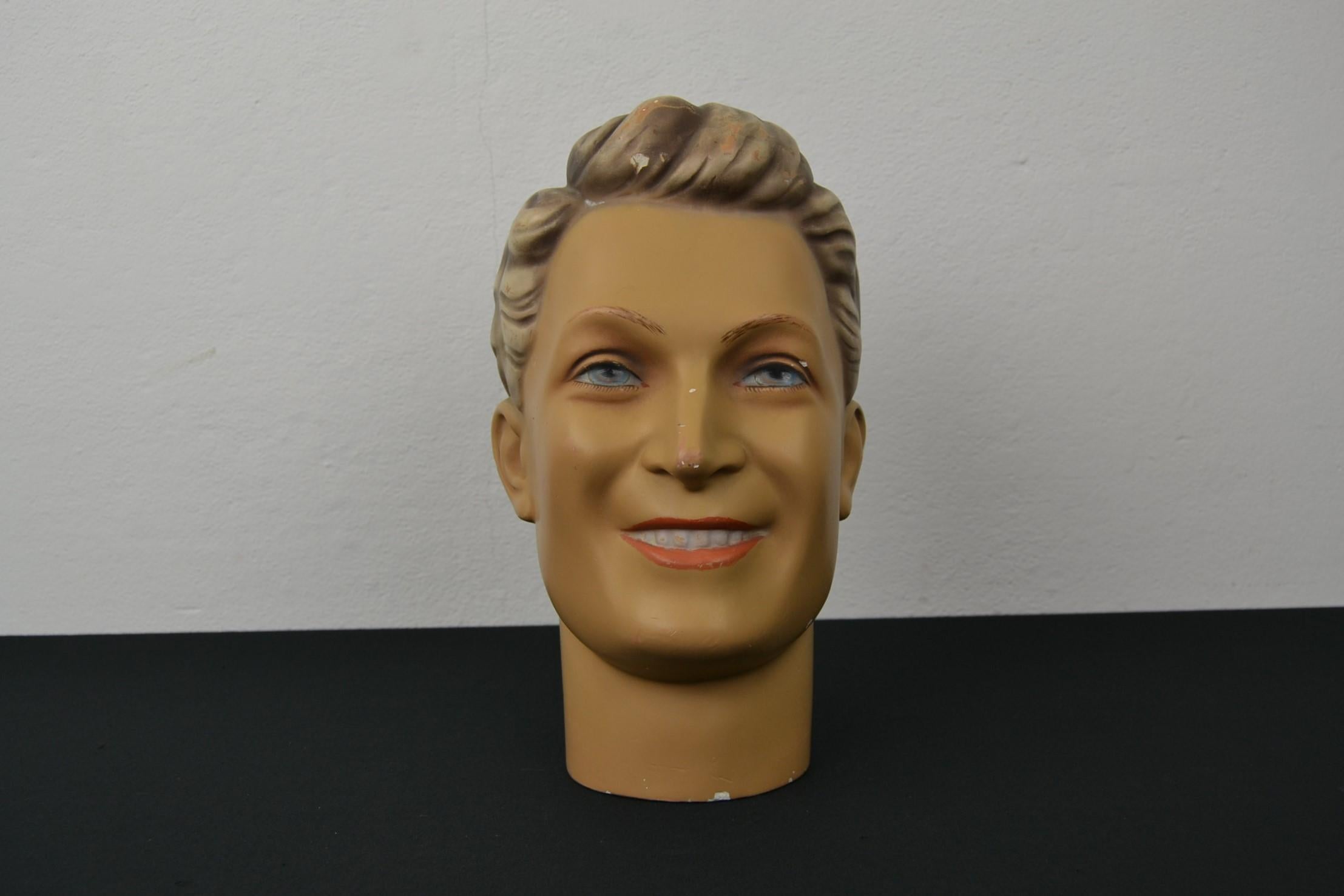 Plaster Male Mannequin Head with Blue Eyes For Sale at 1stDibs ...