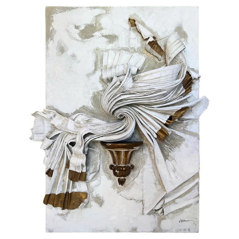 Plaster Sculpted Canvas with an 18th Century Italian Giltwood Fragment ...