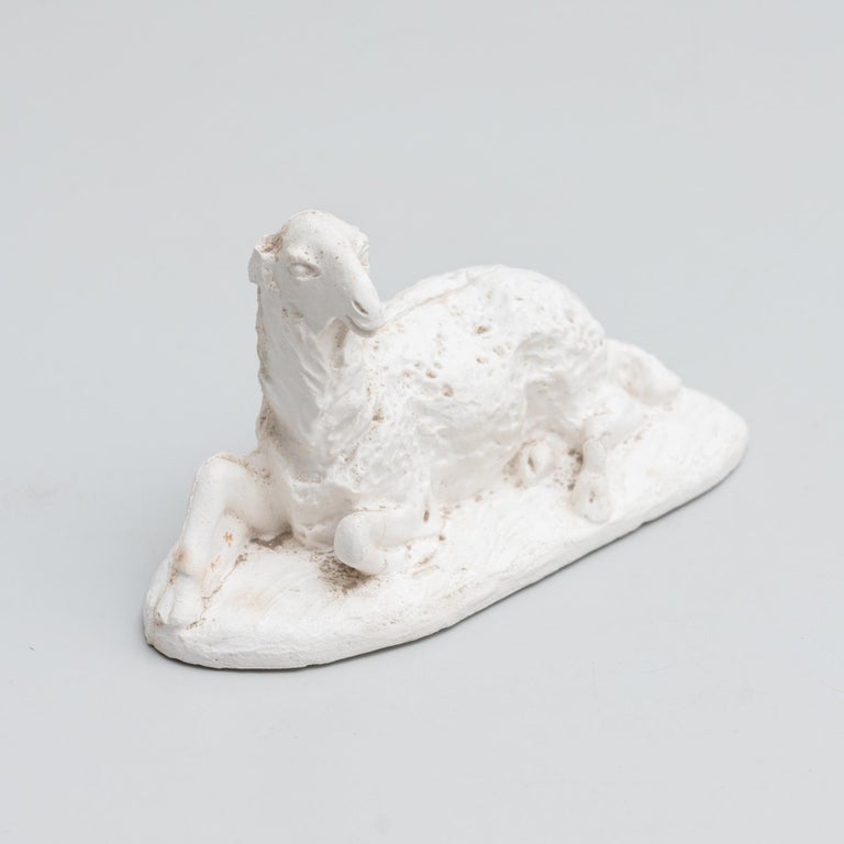 Plaster Traditional Sheep Figure, circa 1950 For Sale at 1stDibs