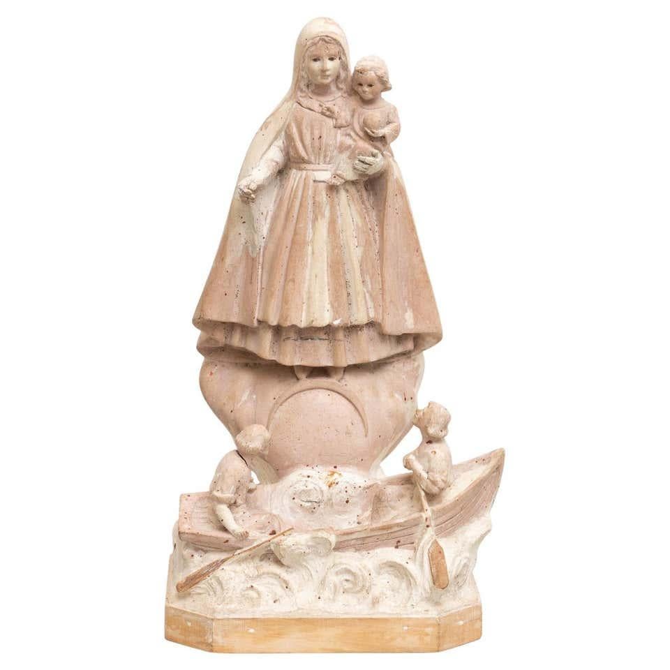 Plaster Virgin Traditional Figure, circa 1950 For Sale at 1stDibs
