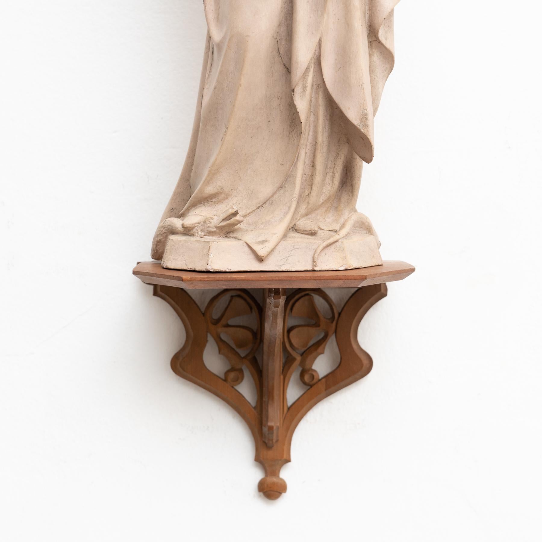 Plaster Virgin Traditional Figure in a Wooden Altar, circa 1950 For ...