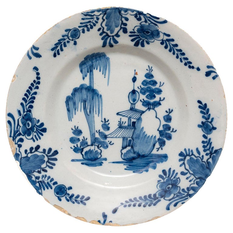 Plate, delftware, mid-18th century, Dutch, blue and white For Sale at ...