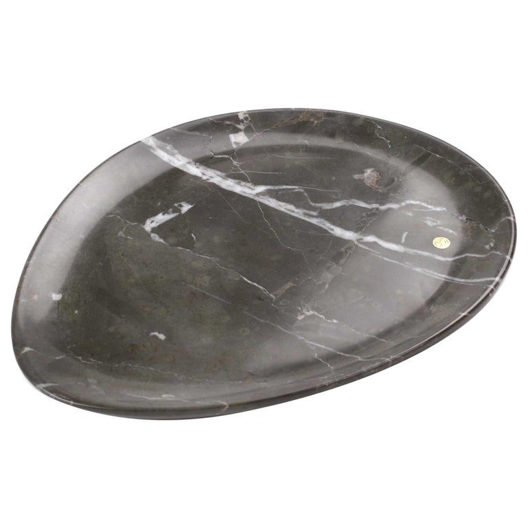 Plate Platter Serveware Solid Imperial Grey Marble Hand-carved ...