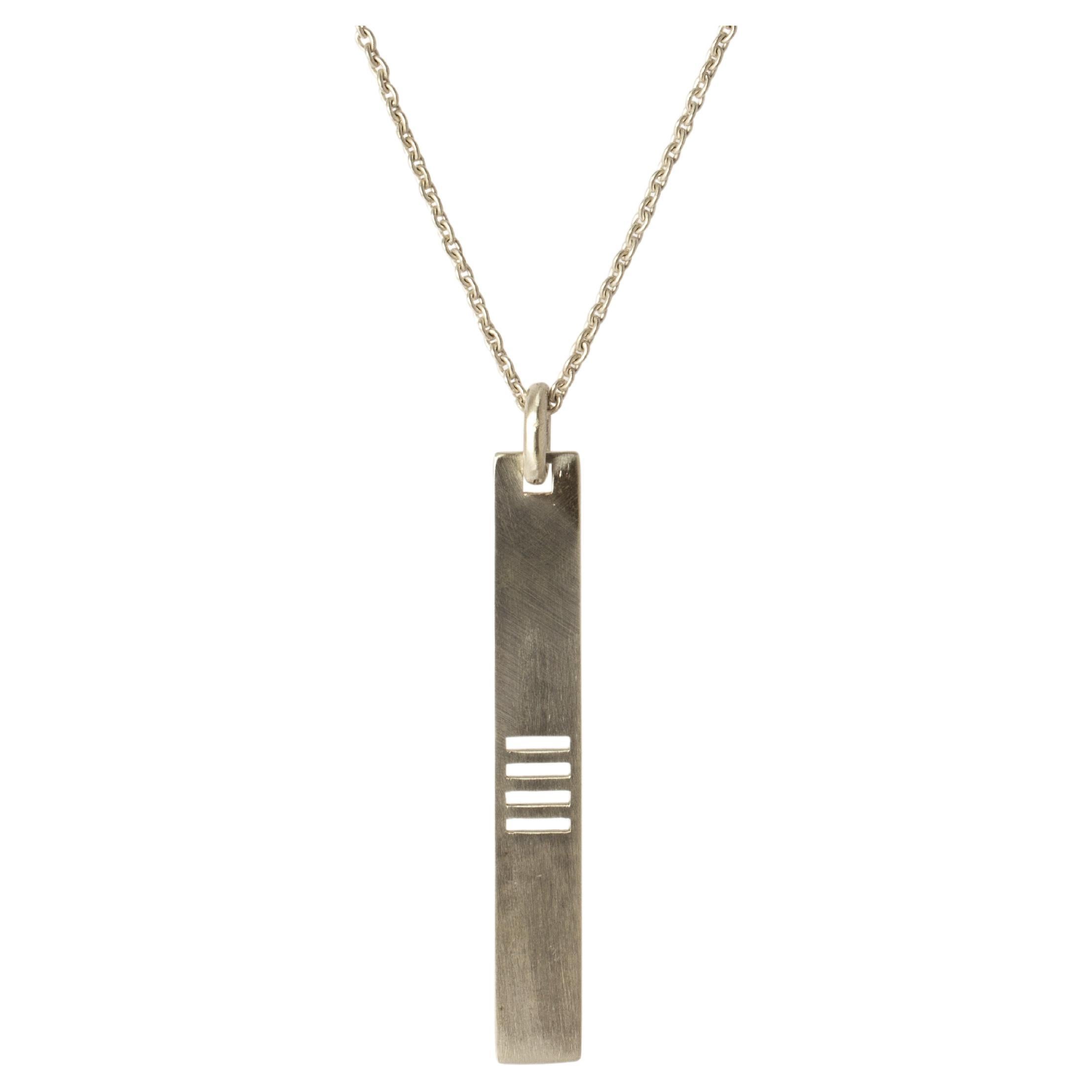 Plate Necklace (4-Bar Punchout, AS+DA) For Sale at 1stDibs