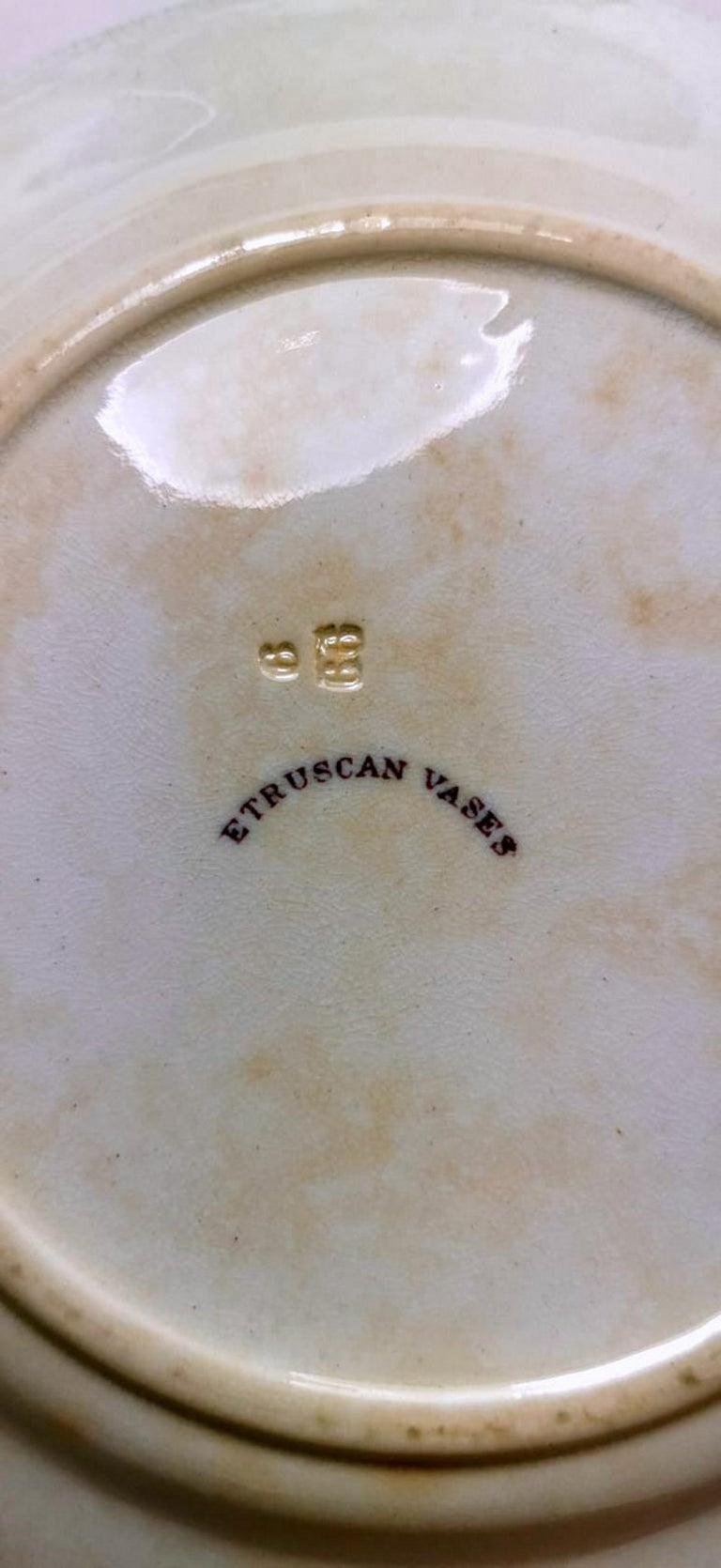 English Plates Enameled Ceramic with Transferware Decoration Etruscan ...
