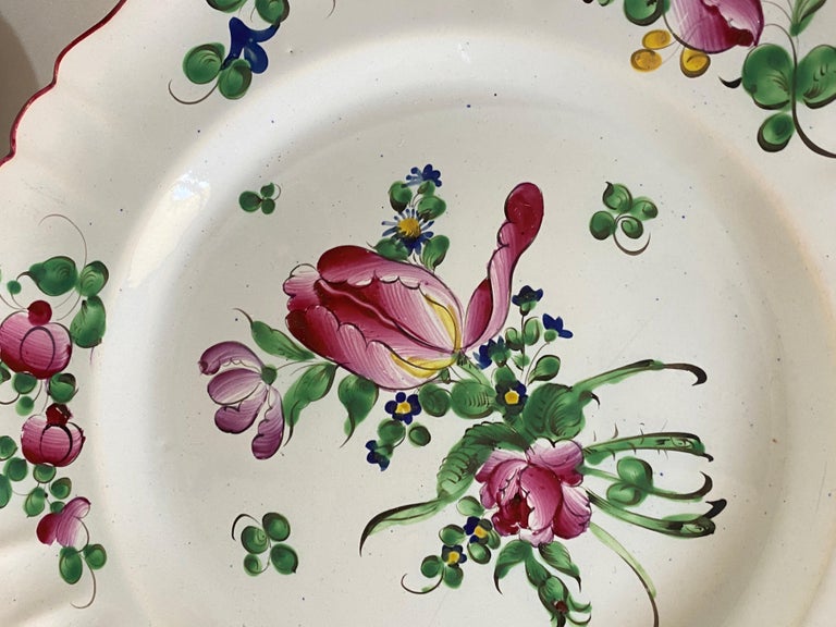 Plates in French Faïence, Red and Green Color, 19th Century ...