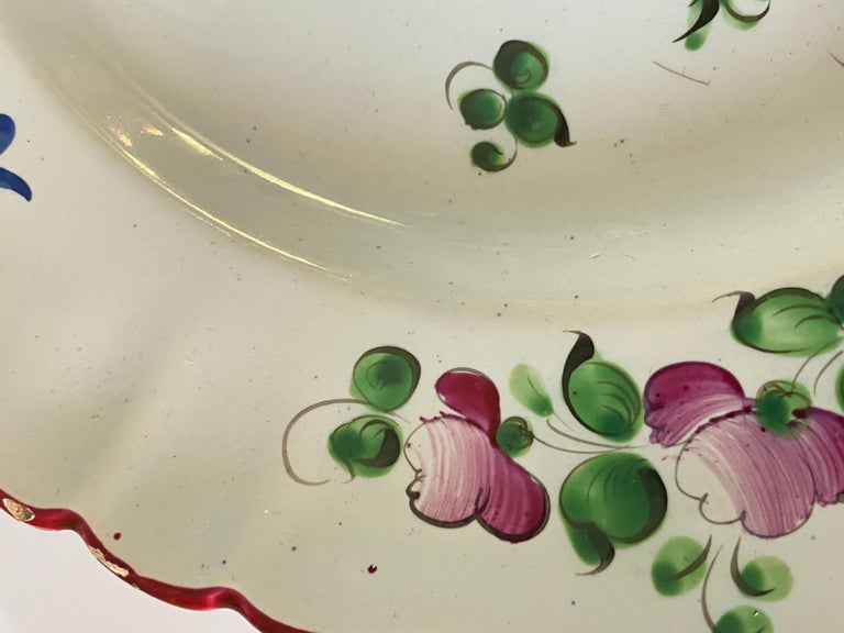 Plates in French Faïence, Red and Green Color, 19th Century ...