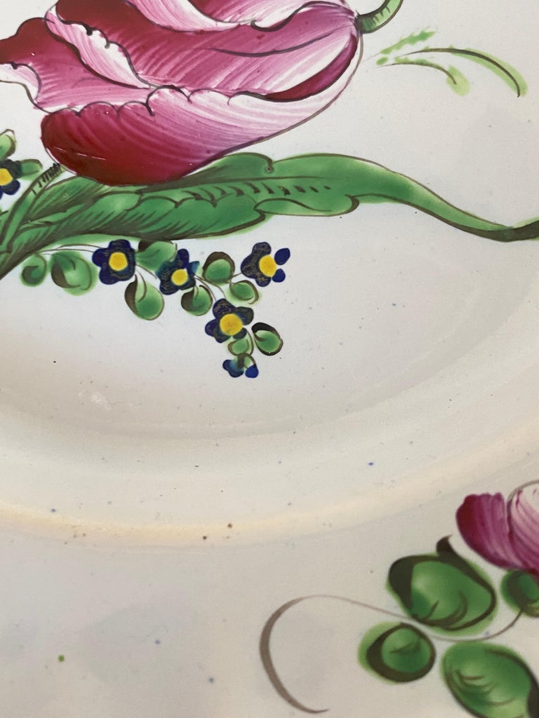 Plates in French Faïence, Red and Green Color, 19th Century ...