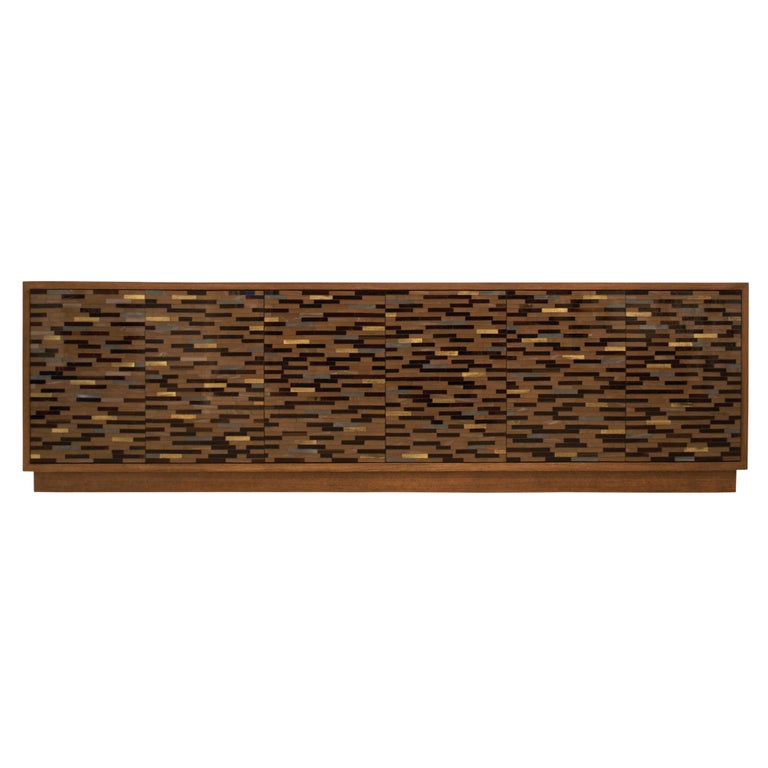 Modern Mosaic Platform 6-Door Buffet with Natural Walnut by Ercole Home ...